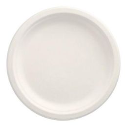 Papstar Zuckerrohr-Teller (Bagasse) &Oslash; 23 cm wei&szlig;, schnittfest, Mikrowelle 800 W, EN 13432, 50er Pack