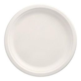 Papstar Zuckerrohr-Teller (Bagasse) &Oslash; 26 cm wei&szlig;, schnittfest, Mikrowelle 800 W, EN 13432, 50er Pack