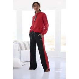 BENCH. LOUNGEWEAR Kapuzensweatshirt rot Gr. 40/42 f&uuml;r Damen. Ohne Ausschnitt und Badge, Logoschriftzug. Bequem. Nachhaltig.