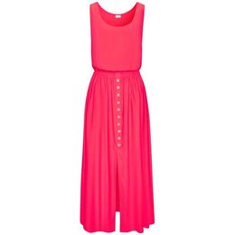 Lascana Maxikleid pink Gr. 34 f&uuml;r Damen. Tiefer Rundhals und Zierkn&ouml;pfe. Figurumspielend