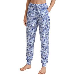 Calida Pyjama-Hose in Blau/ Wei&szlig; - 68% | Gr&ouml;&szlig;e S | Damen-loungewear