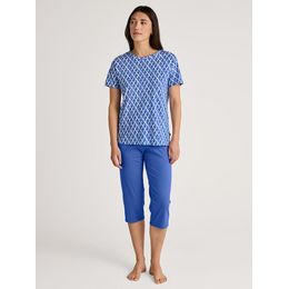 Calida Pyjama in Blau/ Wei&szlig; - 57% | Gr&ouml;&szlig;e S | Damen-loungewear