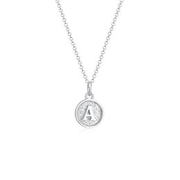 Elli Damen Kette mit Anh&auml;nger &raquo;Pl&auml;ttchen Vintage Buchstabe A Initialen 925 Sterling Silber&laquo; silber