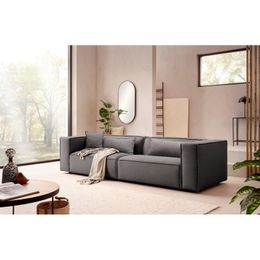 LeGer Home by Lena Gercke 3-Sitzer &raquo;PIARA, Couch mit Kedernaht, Sofa in Cord, Leinenoptik o. Strukturstoff&laquo; schwarze F&uuml;&szlig;e, bequemer Sitzkomfort grau 