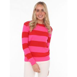 Zwillingsherz Damen Strickpullover Rundhalsausschnitt, lang&auml;rmelig, Kaschmir, Blockstreifen bunt XL