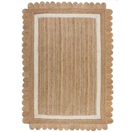 FLAIR RUGS Teppich &raquo;Grace aus Jute mit Muschelrandsaum&laquo; rechteckig 4 mm H&ouml;he Teppich aus 100% Jute wei&szlig; Jute