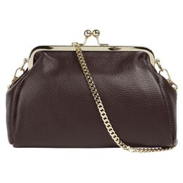 CLUTY Damen Abendtasche echt Leder, Made in Italy braun