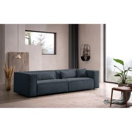LeGer Home by Lena Gercke 3-Sitzer &raquo;PIARA, Couch mit Kedernaht, Sofa in Cord, Leinenoptik o. Strukturstoff&laquo; schwarze F&uuml;&szlig;e, bequemer Sitzkomfort grau 