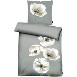 Apelt Bettw&auml;sche &raquo;Poppy Gots&laquo; 2 Stk. Bio-Baumwolle, Pflegeliecht grau Mako-Satin, Obermaterial: 100% Baumwolle