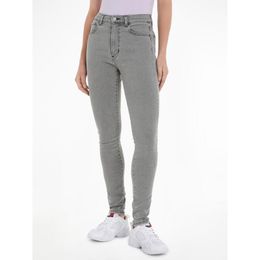 Tommy Jeans Damen &raquo;Sylvia Skinny Slim Jeans Hohe Leibh&ouml;he&laquo; mit Ledermarkenlabel schwarz 25, L&auml;nge 28