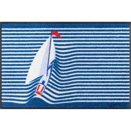 wash+dry by Kleen-Tex Fu&szlig;matte &raquo;Sailing Boat&laquo; rechteckig 7 mm H&ouml;he blau Polyamid