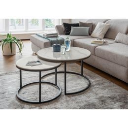 PAROLI Couchtisch Set, 2 Stk. tlg. Keramikoberfl&auml;che gl&auml;nzend, Satztisch schwarz