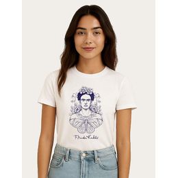 WOOOP Shirt "Frida Kahlo Butterfly" in Wei&szlig; - 48% | Gr&ouml;&szlig;e XL | Damen-tops