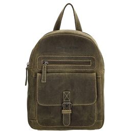 HIDE & STITCHES Leder-Rucksack in Khaki - (B)20,5 x (H)28,5 x (T)11 cm - 43% | Damen-taschen