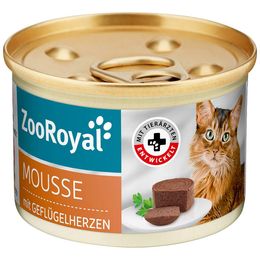 ZooRoyal Mousse mit Gefl&uuml;gelherzen Katzen-Nassfutter ohne Getreide, Zucker, Farb-, Aroma- und Konservierungsstoffe 12x85g