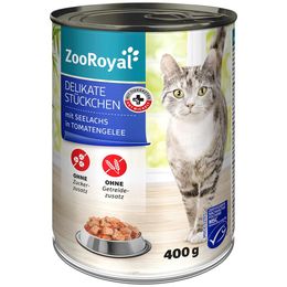 ZooRoyal Delikate St&uuml;ckchen Seelachs Katzen-Nassfutter ohne Zuckerzusatz 12x400g