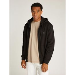 Calvin Klein Jeans Herren Sweatjacke &raquo;WOVEN LABEL ZIP THROUGH HOODIE&laquo; mit Logopatch schwarz L