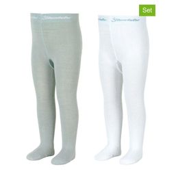 Sterntaler 2er-Set: Strumpfhosen in Grau/ Wei&szlig; - 45% | Gr&ouml;&szlig;e 56 | Babysocken-strumpfhosen