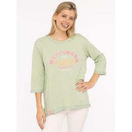 Zwillingsherz Longsleeve "Smile" in Gr&uuml;n - 53% | Gr&ouml;&szlig;e XL | Damen-tops