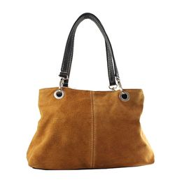 ORE10 Leder-Henkeltasche in Cognac - (B)32 x (H)20 x (T)14 cm - 68% | Damen-taschen