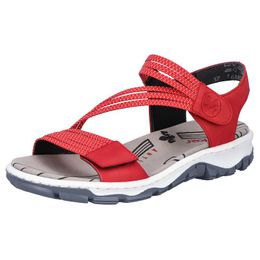 Rieker Damen Riemchensandale Sommerschuh, Sandalette, Klettschuh, im Sportslook rot 36