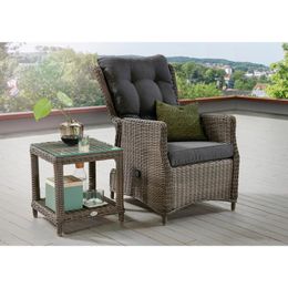 Destiny Gartenlounge-Set &raquo;CASA MERANO&laquo; 1x Sessel, 1x Beistelltisch, inkl. Auflagen, 4 Stk. tlg. Aluminium, Polyrattan grau Obermaterial: 100% Polyester. 