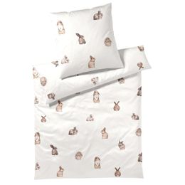 Elegante Bettw&auml;sche &raquo;Bunnies&laquo; 2 Stk. angenehmes Hautgef&uuml;hl beige Mako-Satin, Obermaterial: 100% Baumwolle
