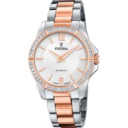 Festina Damen Quarzuhr &raquo;Mademoiselle&laquo; Armbanduhr, Damenuhr, Edelstahlarmband rosa