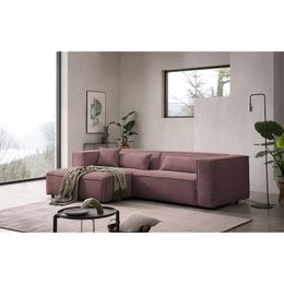 LeGer Home by Lena Gercke Ecksofa &raquo;PIARA mit Kedernaht, Cord, Leinenoptik o. Strukturstoff, Couch, L-Form&laquo; wahlweise Ottomane rechts/links, schwarze 