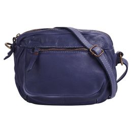 CLUTY Damen Umh&auml;ngetasche echt Leder, Made in Italy blau
