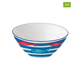 Easy Life 6er-Set: Schalen ''Sardine's Party'' in Wei&szlig;/ Blau/ Rot - &Oslash; 16 cm - 46% | Gedeckter-tisch