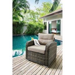 Destiny Loungesessel &raquo;SANTA&laquo; Aluminium, Polyrattan, inkl. Auflagen braun Obermaterial: 100% Polyester. F&uuml;llung: 50% Polyester, 50% Polyurethan