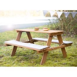 Roba Kindersitzgruppe &raquo;Picknick for 4 Outdoor Deluxe, Teakholz-Optik&laquo; mit abgerundeten Ecken Massivholz