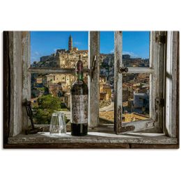 Artland &raquo;Blick aus dem Fenster Matera, Italien&laquo; Fenster & T&uuml;ren 1 Stk. tlg. als Alubild, Leinwandbild, Poster in verschied. Gr&ouml;&szlig;en grau