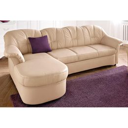 DOMO collection Ecksofa &raquo;Flores Schlafsofa, B/T/H: 233/142/86 cm, L-Form&laquo; wahlweise mit Bettfunktion, wahlweise mit Federkern, auch in Leder beige 