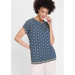 Olsen Bluse in Dunkelblau/ Wei&szlig; - 58% | Gr&ouml;&szlig;e 40 | Damen-blusen