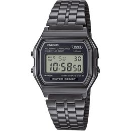 CASIO VINTAGE Damen CASIO VINTAGE Chronograph Quarzuhr, Armbanduhr, Damenuhr, Herrenuhr, Digitaluhr,Edelstahlarmband schwarz