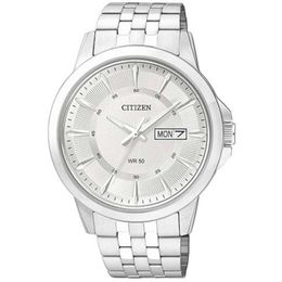 Citizen Herren Quarzuhr Armbanduhr, Herrenuhr, Damenuhr, Edelstahlarmband, Datum silber