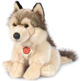 HERMANN TEDDY ORIGINAL Kuscheltier &raquo;Wolf sitzend, 29 cm&laquo; zum Teil aus recyceltem Material braun Kuscheltier