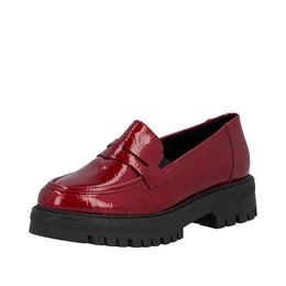 Rieker Damen Loafer Slipper, Halbschuh, Schlupfschuh, Businessschuh in Lack-Optik rot 39