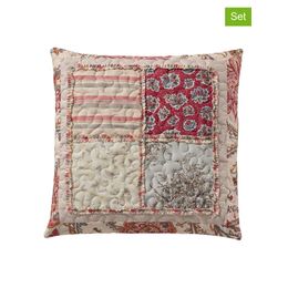 HEINE HOME 2er-Set: Kissenh&uuml;llen in Beige/ Rot - 53% | Gr&ouml;&szlig;e 40x40 cm | Dekokissen
