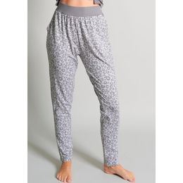 Tom Tailor Damen Tom Tailor Loungehose &raquo;Victoria&laquo; mit Print, locker, breiter Bund, bequem, atmungsaktiv, Viskosemix grau 36 (S), N-Gr