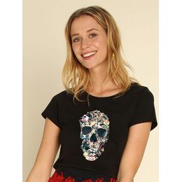 WOOOP Shirt "Vintage Skull" in Schwarz - 48% | Gr&ouml;&szlig;e M | Damen-tops