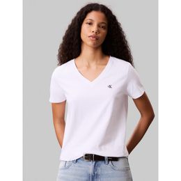 Calvin Klein Jeans Damen T-Shirt &raquo;Archive Jersey Vnk Tee EU&laquo; Mit V-Ausschnitt wei&szlig; S (38)