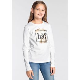 Kidsworld M&auml;dchen Kidsworld Langarmshirt &raquo;Spr&uuml;cheshirt&laquo; Langarm, taillierter Schnitt, mit stylischem Druck wei&szlig; 164/170