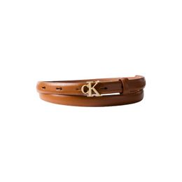 Calvin Klein Damen Lederg&uuml;rtel &raquo;ROUND CK BUCKLE 15MM BELT SMOOTH&laquo; Gr&ouml;&szlig;enverstellbar mit Metallschlie&szlig;e