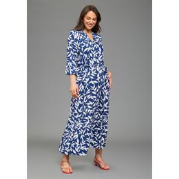 Laura Scott Curve Damen Laura Scott CURVE Maxikleid mit Volants&auml;umen und Two-Tone-Print 56, N-Gr