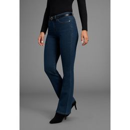 Arizona Damen Bootcut-Jeans &raquo;Comfort-Fit&laquo; ausgestellte Beinform, mit Eingrifftaschen, High-Waist blau 34, N-Gr