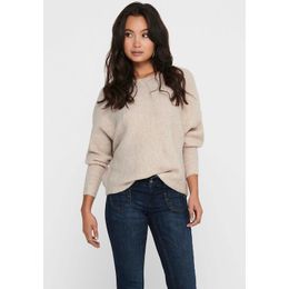 Only Damen Only Strickpullover &raquo;ONLDANIELLA L/S PULLOVER KNT NOOS&laquo; Materialmix, regular fit beige M