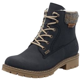 Rieker Damen Winterstiefelette , Schn&uuml;rboots, Stiefelette mit wasserabweisender RiekerTEX-Membran blau 39